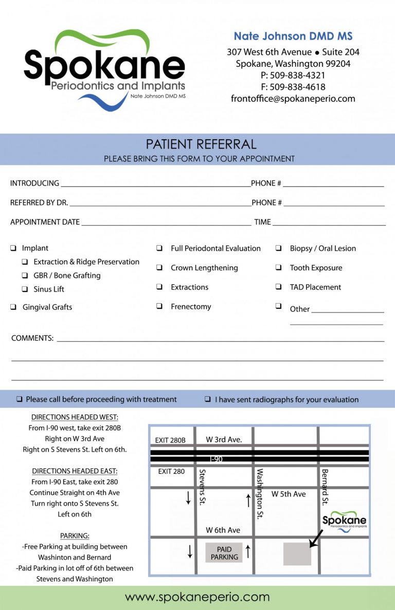 Referral Form Spokane WA, Spokane Periodontics & Implants